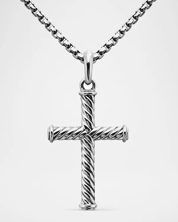 David Yurman Cable Cross Pendant, 35mm - Silver