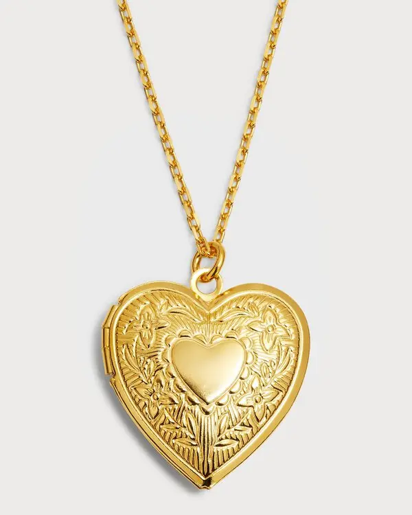 BEN-AMUN 24k Electroplated Heart Locket Necklace - Gold
