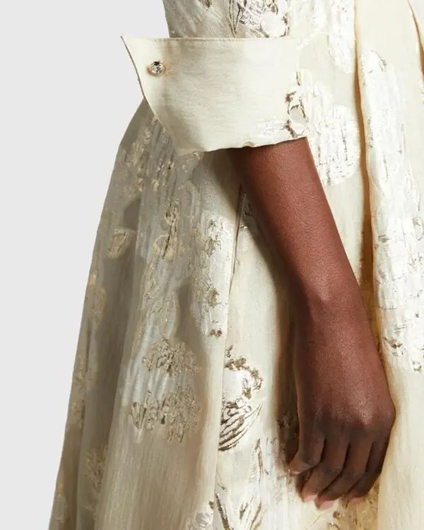 Rickie Freeman For Teri Jon Belted Jacquard Gown - Champagne