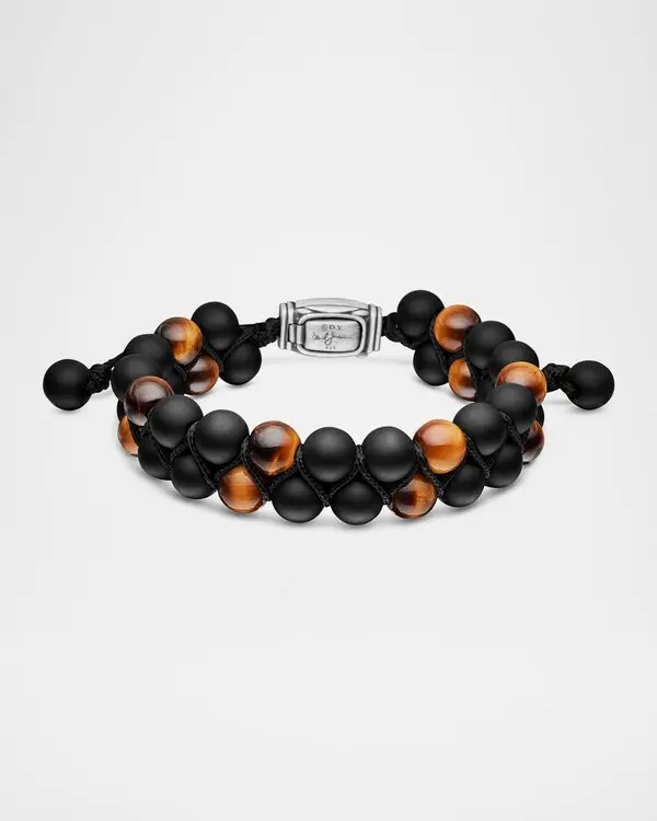 David Yurman Spiritual Beads Two Row Woven Bracelet - Black Onyx/tigers Eye