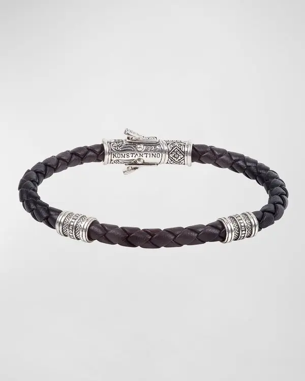 Konstantino Braided Leather Bracelet - Black
