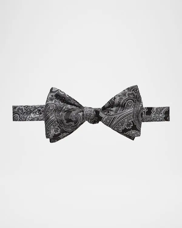 Eton Paisley Print Self-tie Bow Tie - Black