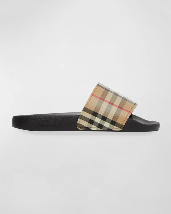 Burberry Furley Vintage Check Slide Sandals - Beige