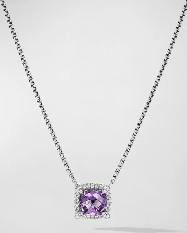 David Yurman 7mm Chatelaine Gemstone And Diamond Pendant Necklace - Amethyst