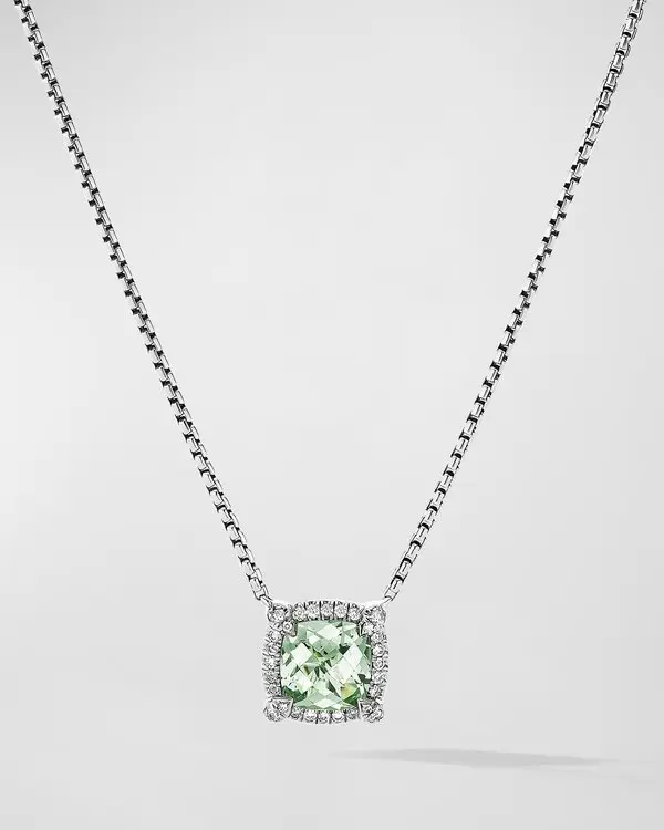 David Yurman 7mm Chatelaine Gemstone And Diamond Pendant Necklace - Prasiolite