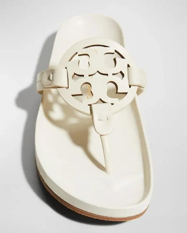 Tory Burch Miller Cloud Leather Thong Sandals - New Ivory