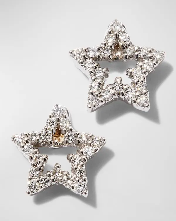Roberto Coin 18k Diamond Star Stud Earrings - White Gold