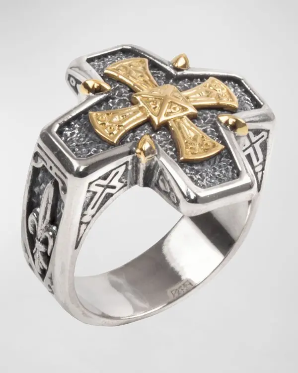 Konstantino Stavros 18k Gold Cross Ring - Silver