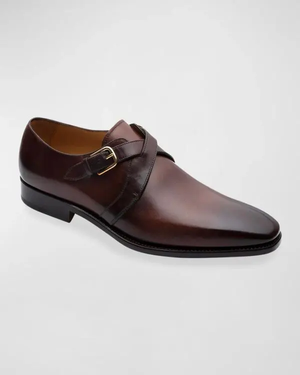 PAUL STUART Galante Cross-strap Loafers - Auburn