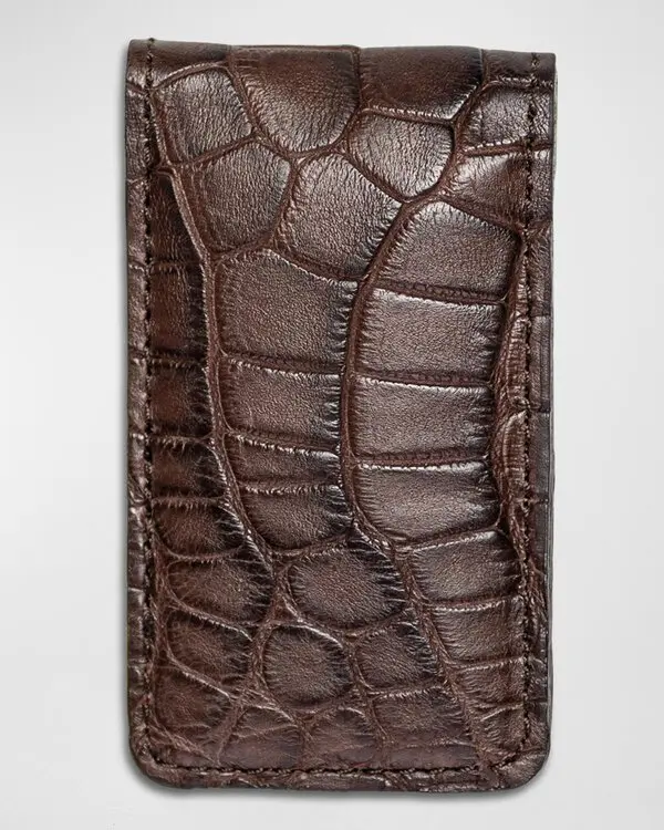 ABAS Apos;s Magnetic Alligator Money Clip - Brown