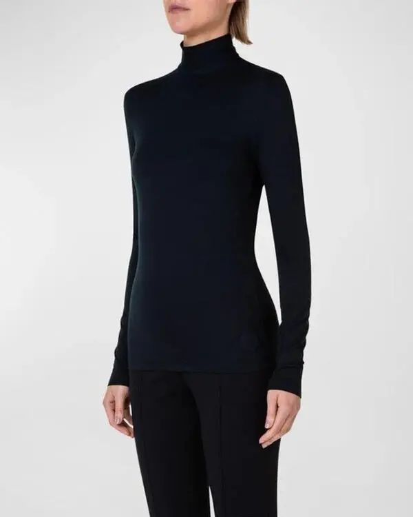 Akris Turtleneck Long-sleeve Top - Black