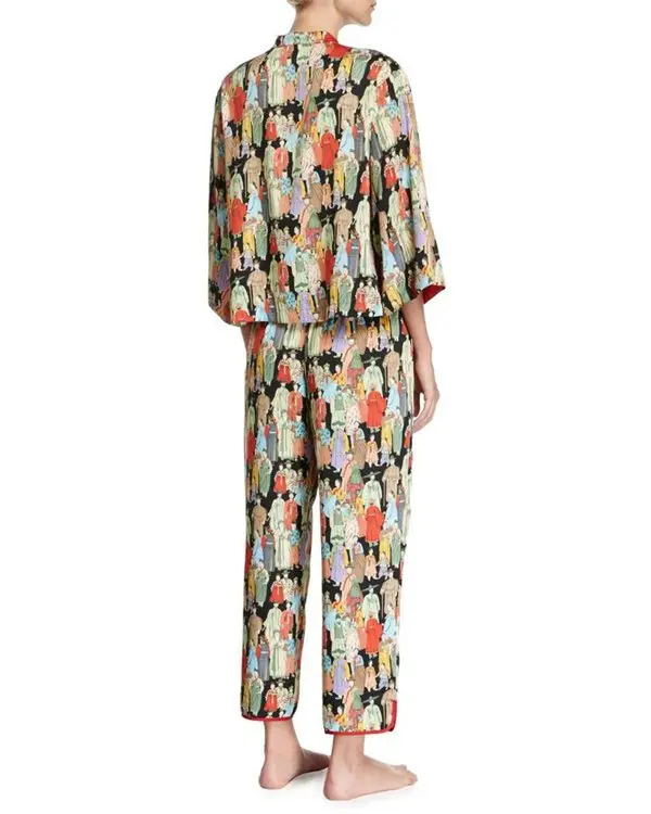 Natori Two-piece Dynasty Printed Pajamas - Black