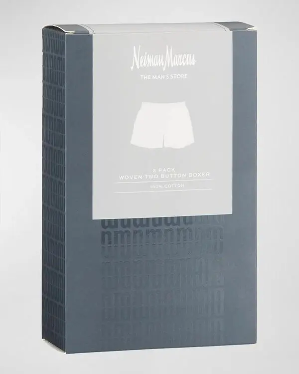 Neiman Marcus Apos;s 2-pack Tagless Cotton Boxers - White