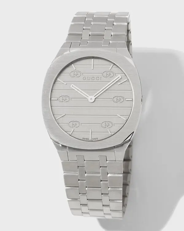Gucci 25h 34mm Stainless Steel Bracelet Watch - White