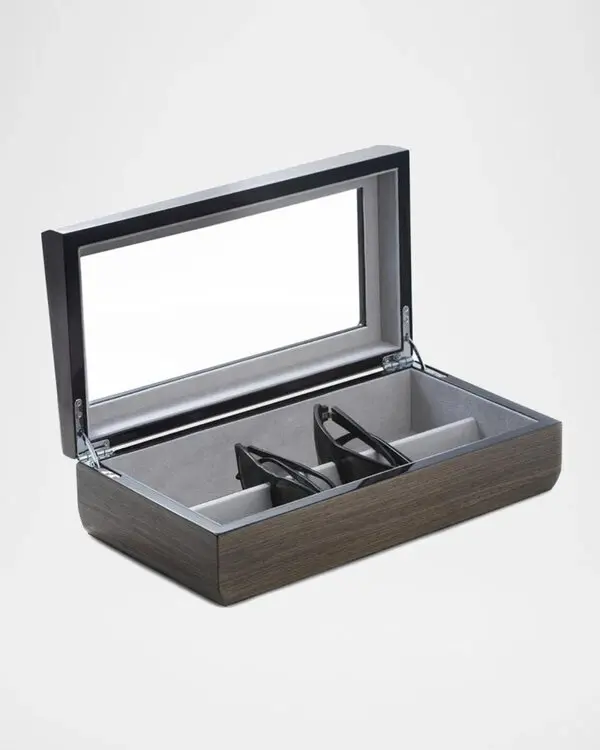BEY-BERK Apos;s Personalized Wooden Eyeglass Storage Case - Silver Walnut