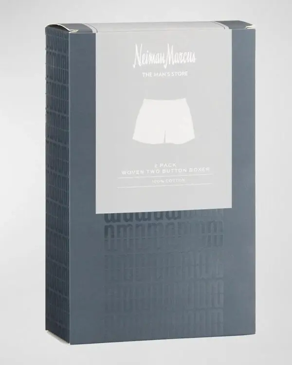 Neiman Marcus Apos;s 2-pack Tagless Cotton Boxers - Blue