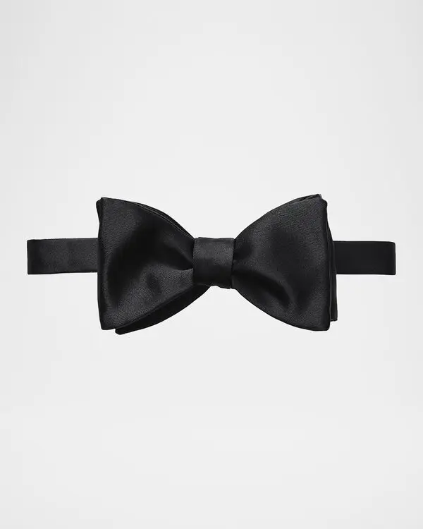 Eton Silk Satin Self-tie Bow Tie - Black