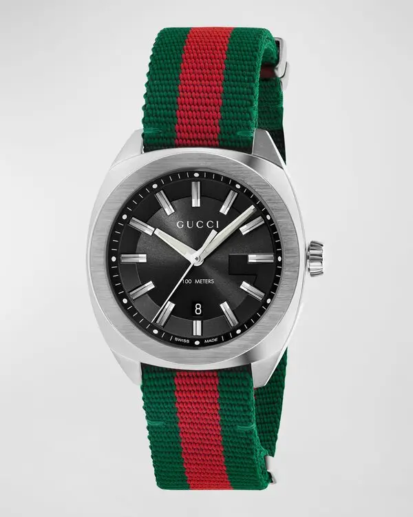 Gucci 41mm Stainless Steel-nylon Strap Watch - Green/red