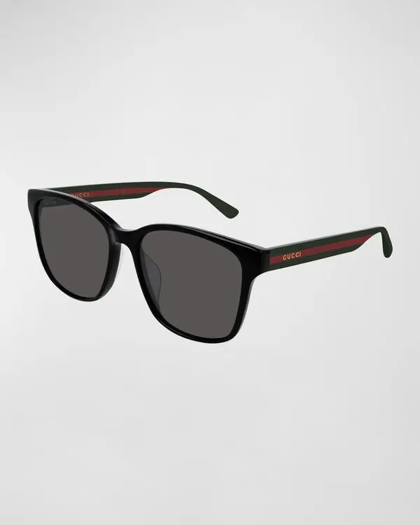Gucci Square Frame Sunglasses With Web - Black | Editorialist display picture 1