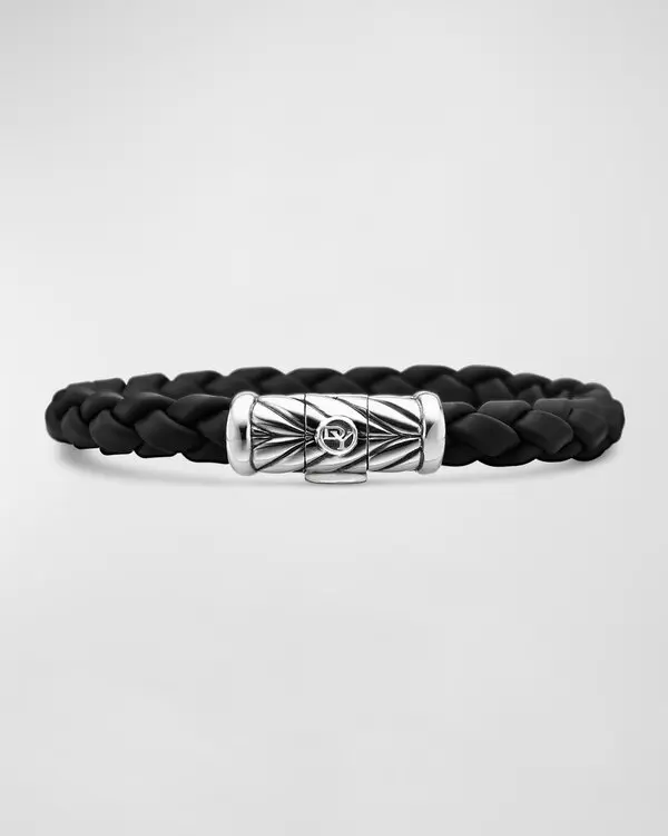 David Yurman Chevron Woven Bracelet - Black Rubber/silver