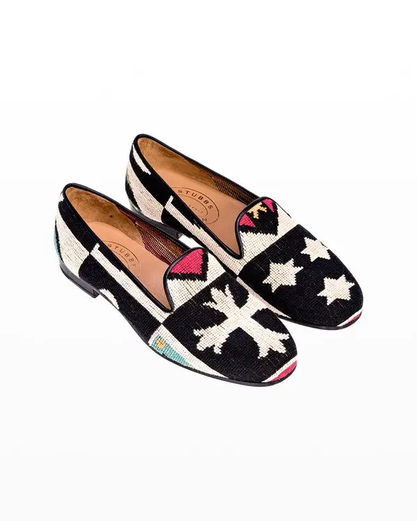 Stubbs & Wootton Needlepoint Crest Loafers - Black  display picture 1