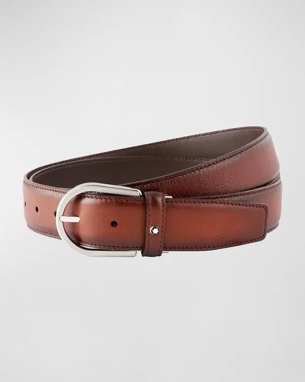 Montblanc Leather Horseshoe-buckle Belt - Brown
