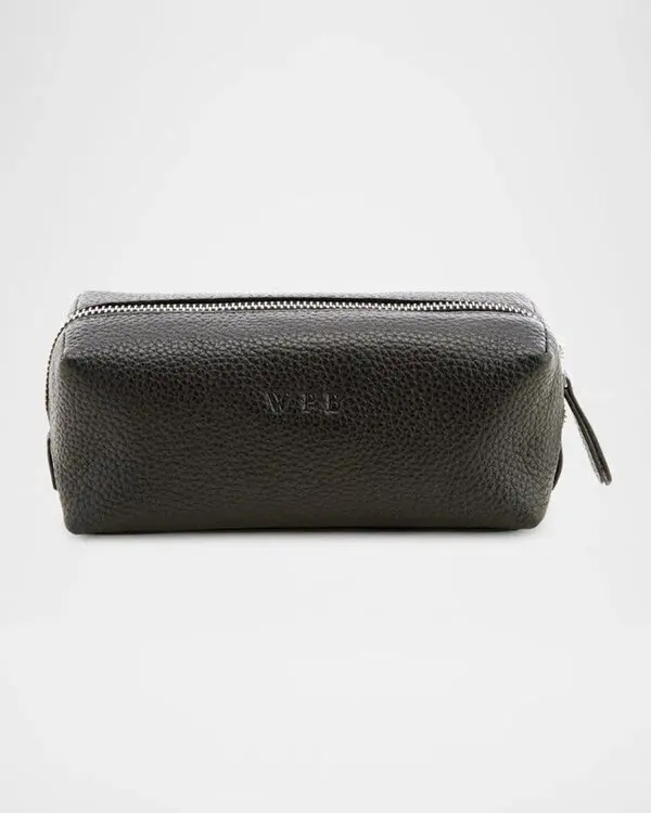 ROYCE NEW YORK Monogrammed Leather Zippered Utility Bag - Black
