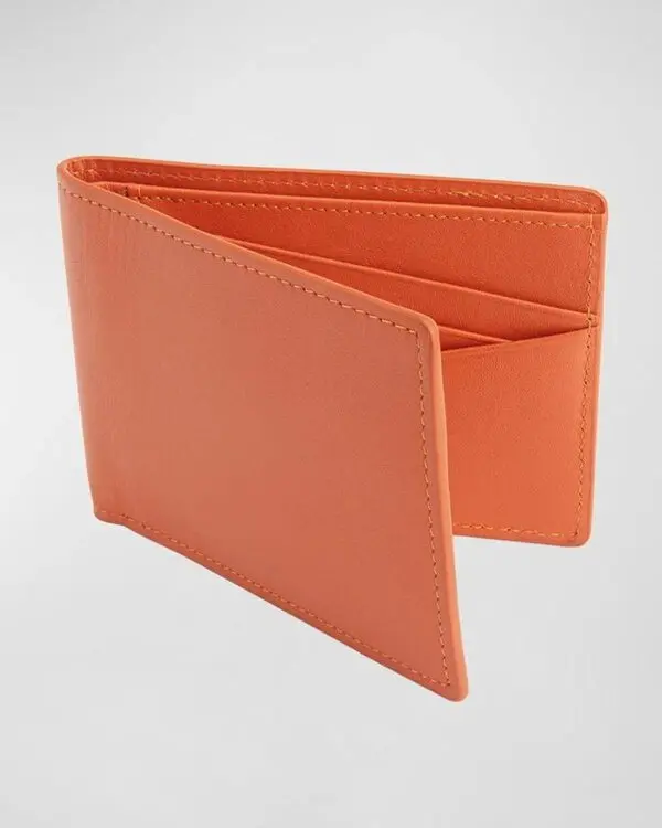 ROYCE NEW YORK Rfid Blocking Bifold Wallet, Personalized - Orange