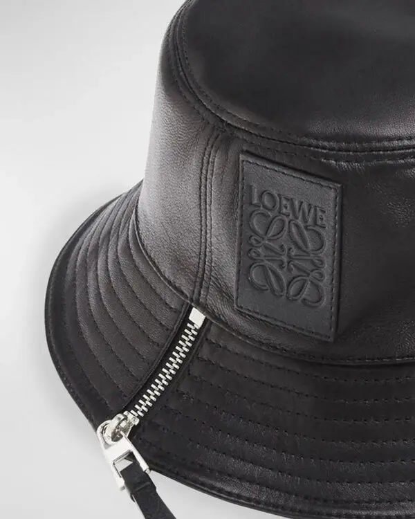 Loewe Fisherman Leather Bucket Hat - Black