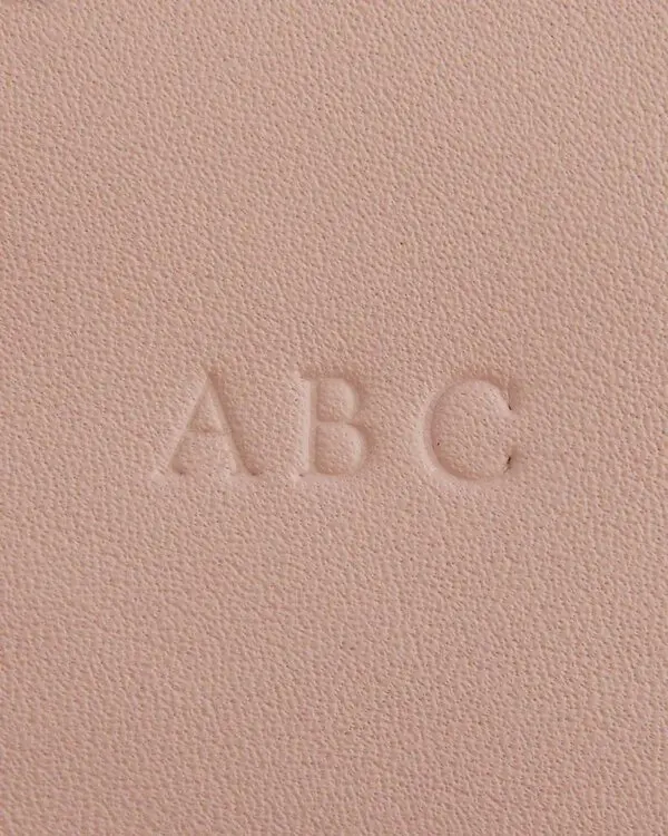 ROYCE NEW YORK Monogrammed Leather Retractable Luggage Tag - Blush Pink