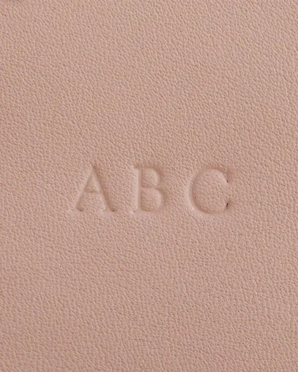 ROYCE NEW YORK Monogrammed Compact Leather Cosmetic Bag - Blush Pink