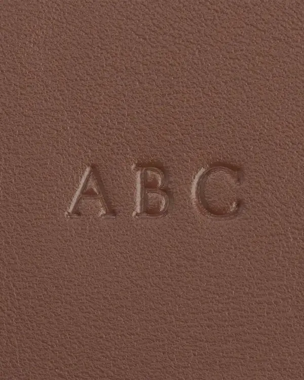 ROYCE NEW YORK Monogrammed Compact Leather Cosmetic Bag - Tan