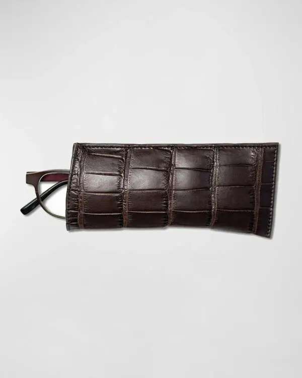 ABAS Apos;s Alligator Eyeglass Case - Brown