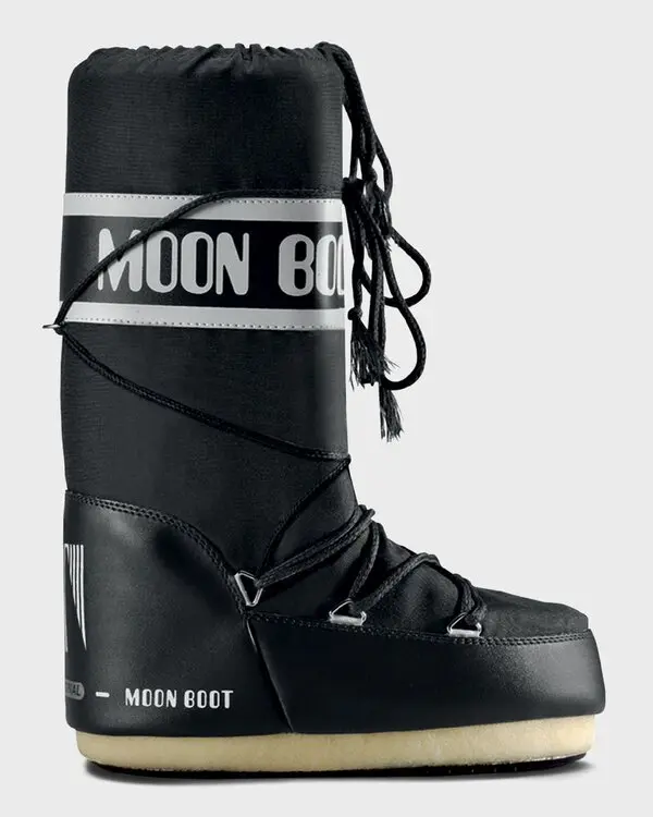 Moon Boot Nylon Lace-Up Boots Black Editorialist
