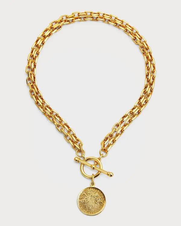 BEN-AMUN 24k Electroplated Coin Pendant Necklace - Gold