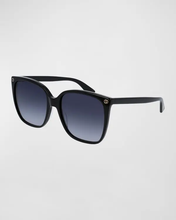 Gucci Square Sunglasses With Interlocking G Detail - Black