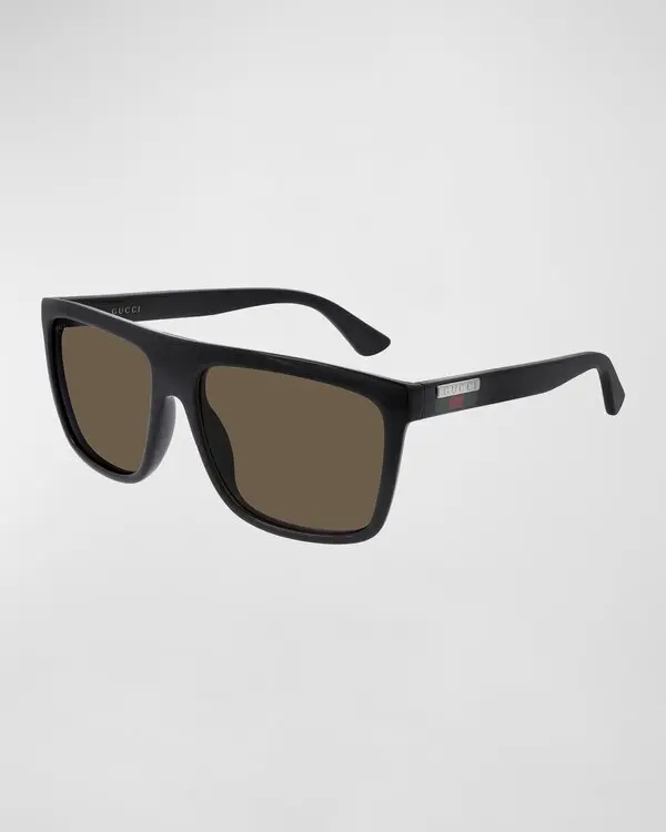 Gucci Web Square Flat-top Injection Sunglasses