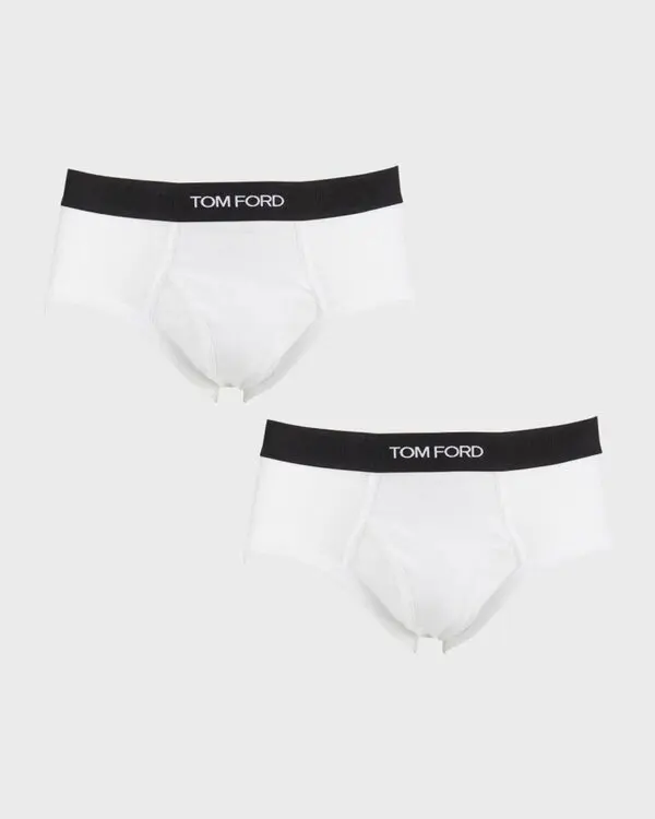 TOM FORD Apos;s 2-pack Solid Jersey Logo-waist Briefs - White