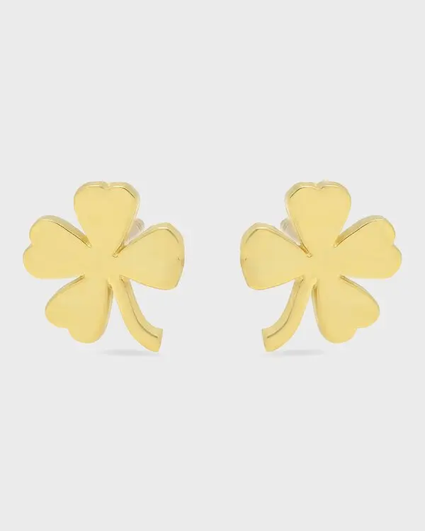 JENNIFER MEYER 18k Mini Four-leaf Clover Stud Earrings - Yg