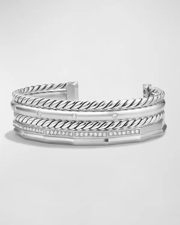 David Yurman Stax Diamond Cuff Bracelet - Silver
