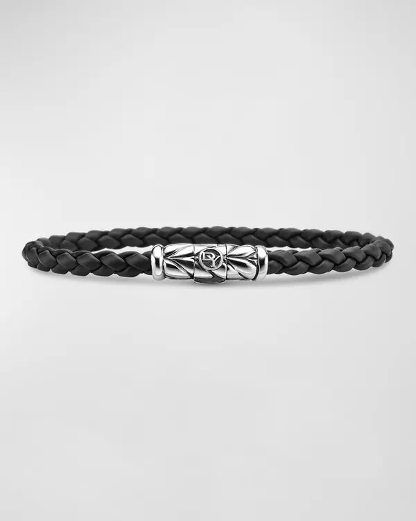 David Yurman Chevron Woven Bracelet - Black Rubber/silver