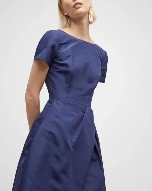 Carolina Herrera Bateau Neck Short-sleeve Dress - Dkblue
