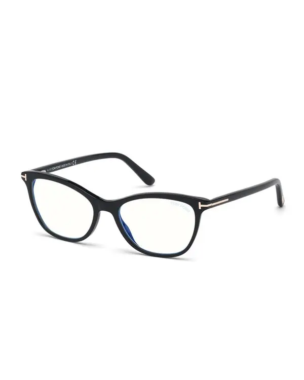 TOM FORD Blue Block Cat-eye Acetate Optical Frames - Black