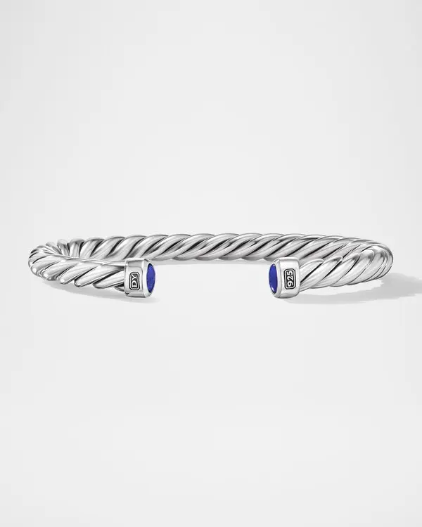 David Yurman Sterling 6mm Cable Cuff With Lazuli - Blue Lapis