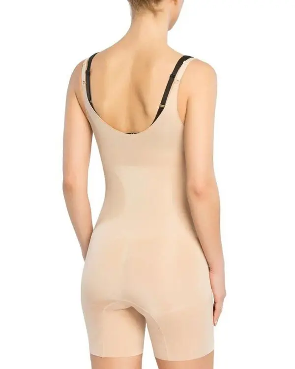 Spanx Spanxsculpt Oncore Open-bust Mid-thigh Bodysuit - Soft Nude