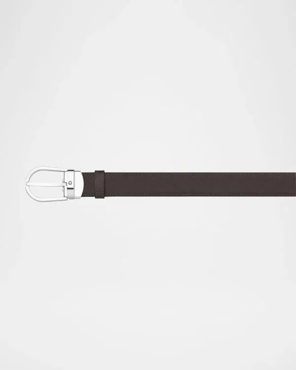 Montblanc Horseshoe-buckle Reversible Leather Belt - Black/brown