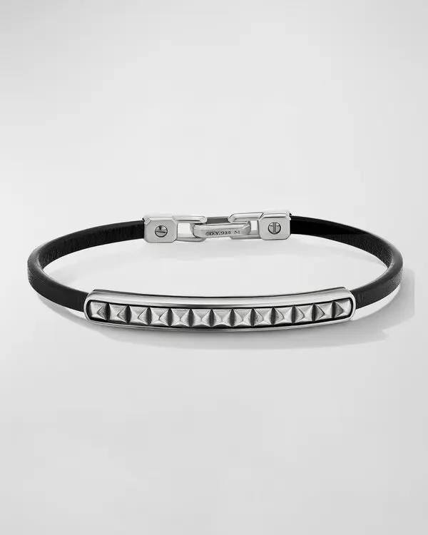 David Yurman Pyramid Leather Id Bracelet - Black