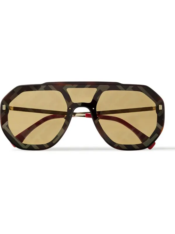 Fendi Aviator-Style Logo-Print Gold-Tone And Acetate  display picture 3