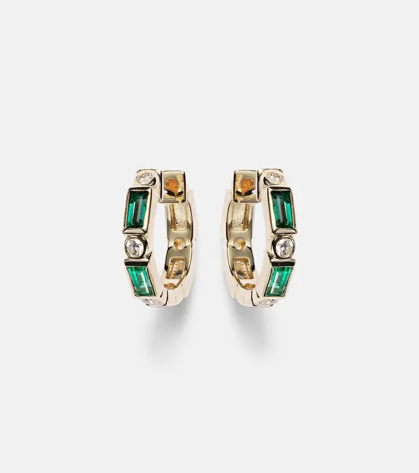 SYDNEY EVAN 14kt Yellow Embellished Huggie Earrings - Gold