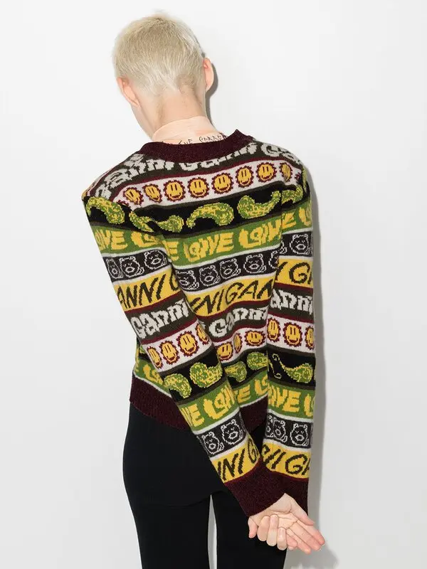 GANNI スマイリーニットカーディガン Ganni Smiley Knitted Cardigan In Green - 31% Off | Editorialist